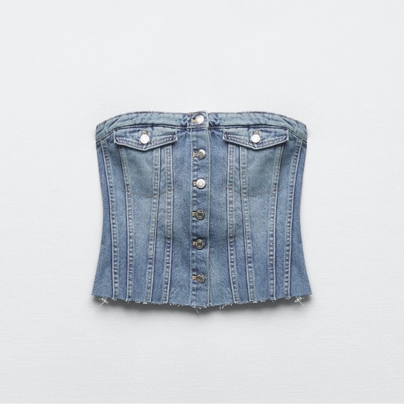 Zara | Tops | Zara Denim Corset | Poshmark